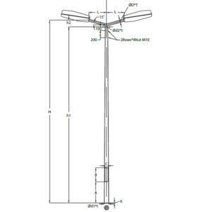Stepped Street Lighting Poles With Curved arm - Altawakol NTT