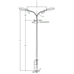 Octagonal Street Lighting Poles With Angled Bracket - Altawakol NTT